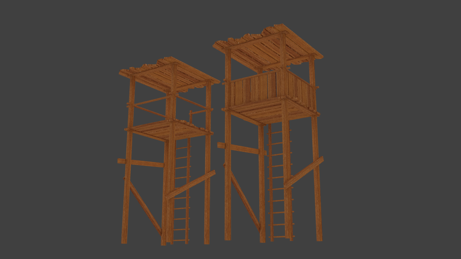2 Wood towers Free 3D Model - .3ds .obj .dae .blend .fbx .stl - Free3D