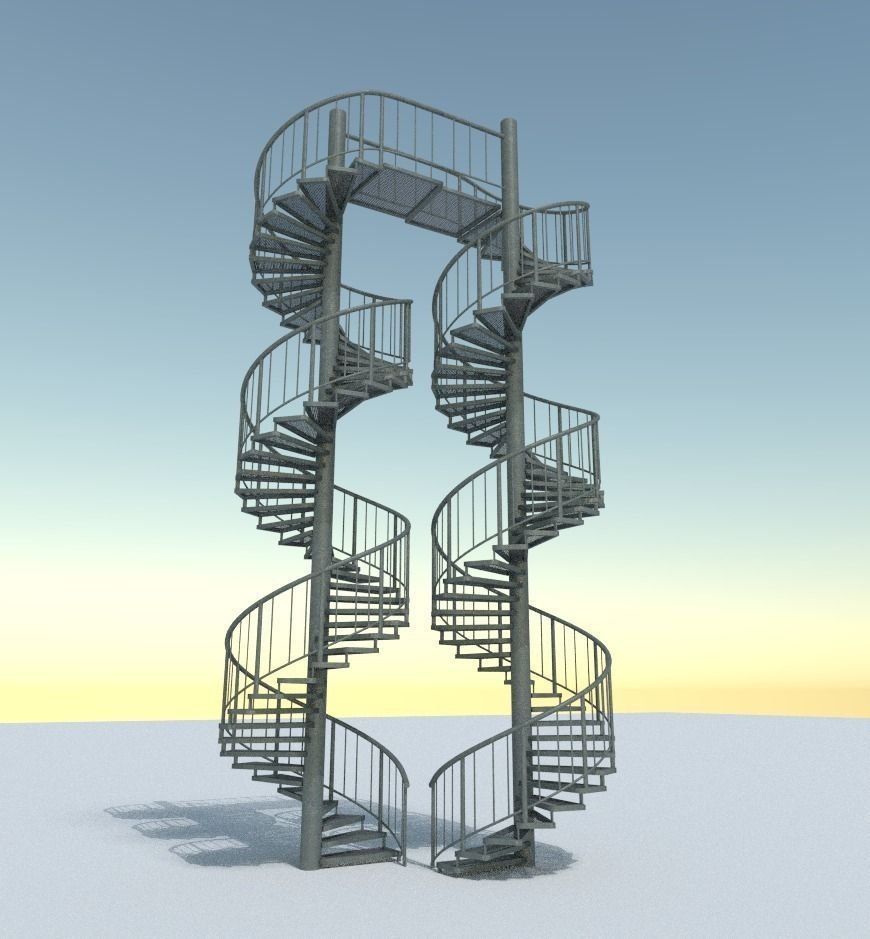 Aluminum Spiral Staircase Free 3D Model - .obj .dae .blend .fbx .mtl ...