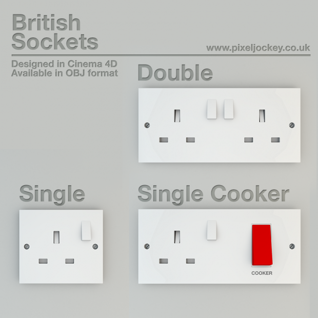British Socket Pack Free 3D Model - .obj - Free3D
