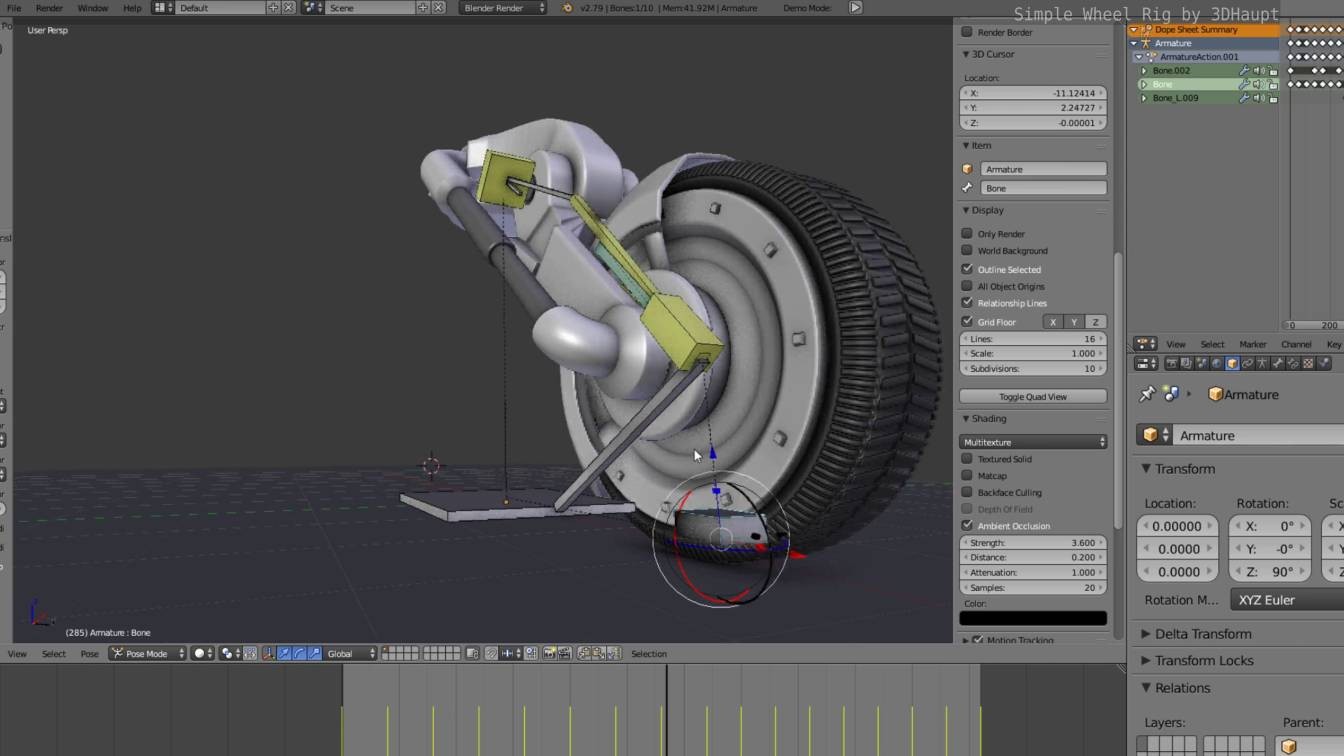 Simple wheel rig with hydraulics Free 3D Model - .tbscene .stl . .obj ...