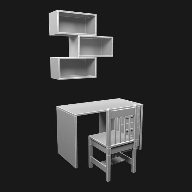 Kids Reading Table 01 Free 3D Model - .3ds .obj .max .fbx .mtl - Free3D