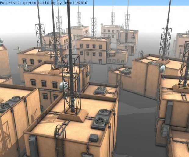 Futuristic Ghetto Building Free 3D Model - .3ds .obj .dae .blend .fbx ...