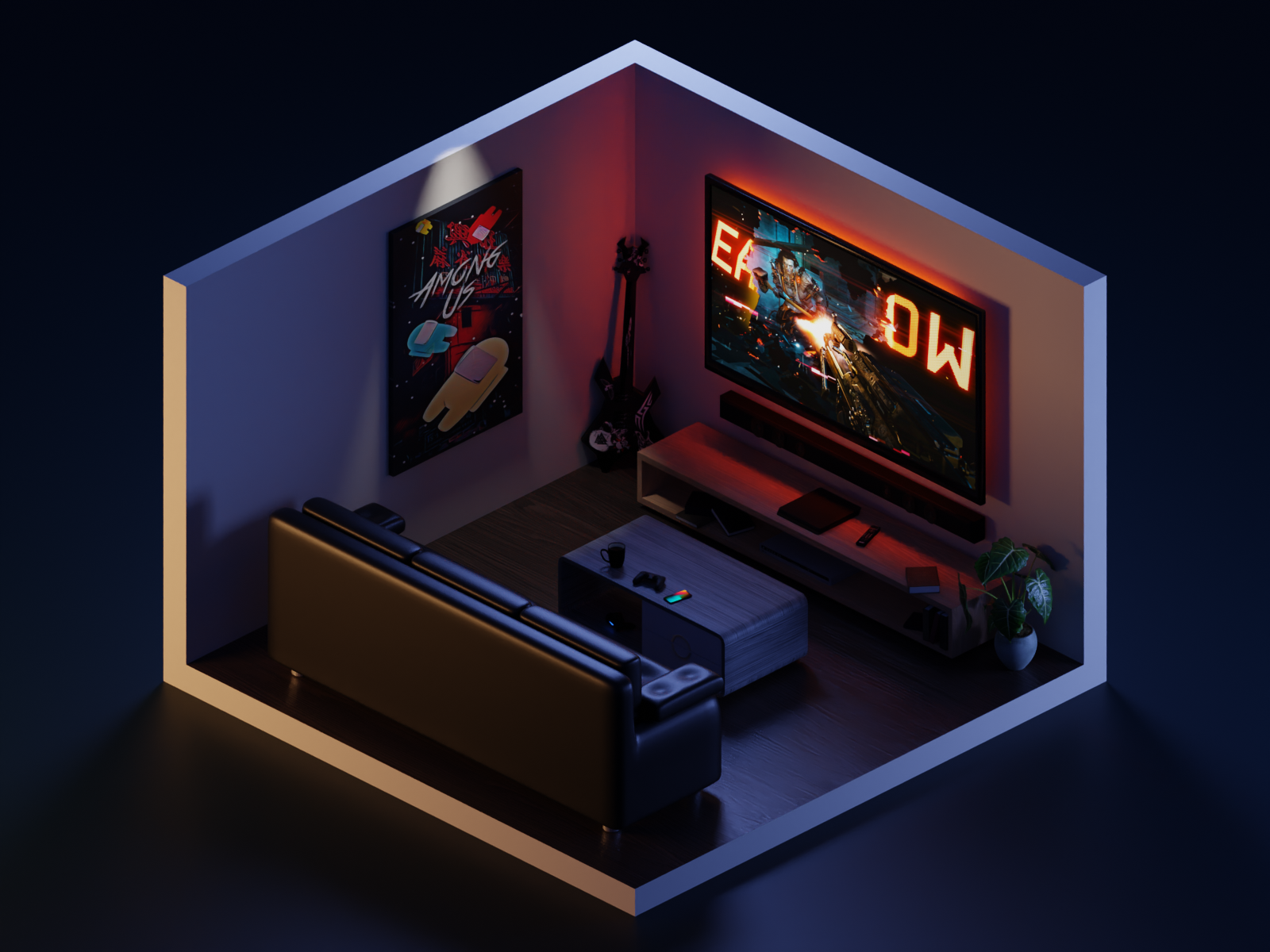 Low Poly Isometric Room # 1 Kostenloses 3D-Modell - . .obj .fbx .blend ...