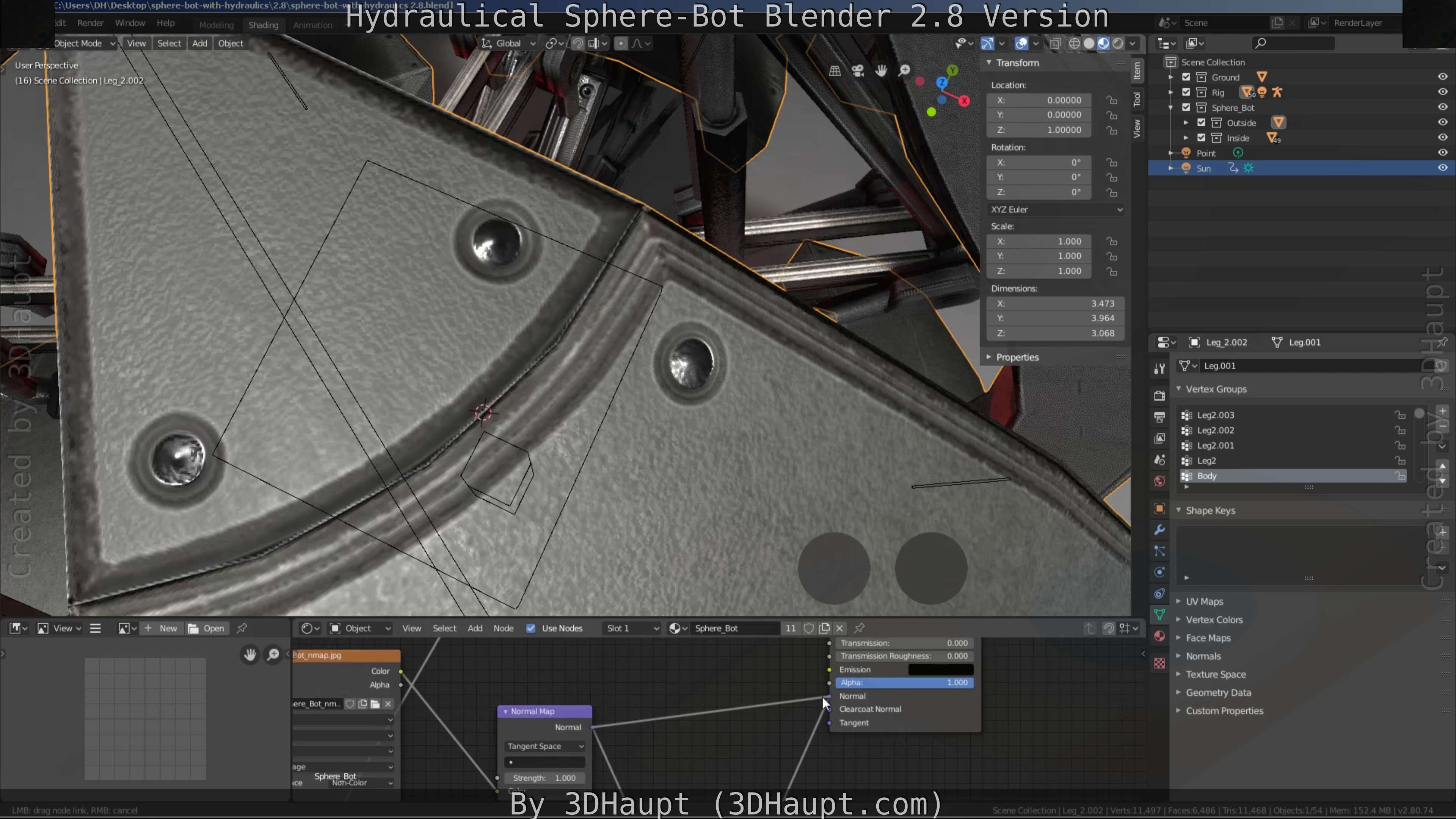 Sphere-Bot 2.8 Version Free 3D Model - .blender .textures .fbx .x .dae ...