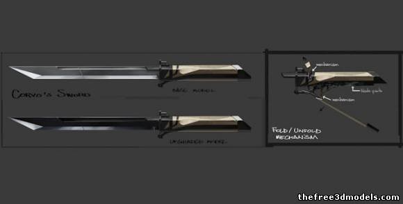 Dishonored Corvo Attano Sword Free 3D Model - .obj .dds - Free3D