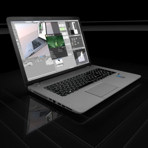 HP Laptop High Poly Free 3D Model - .3ds .obj .dae .blend .fbx .mtl ...